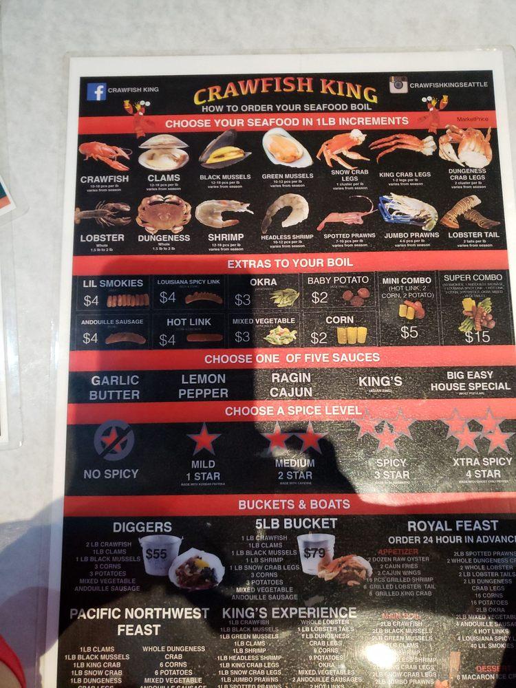 Menu at Crawfish King pub & bar, Seattle