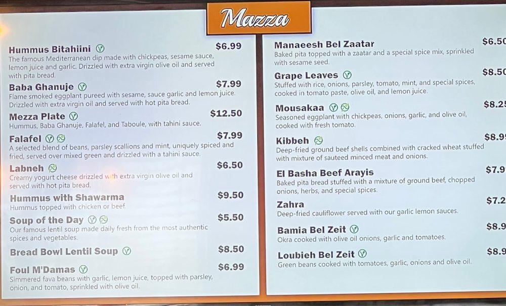 Menu at El Basha Mediterranean Grill restaurant, Omaha, Pacific St