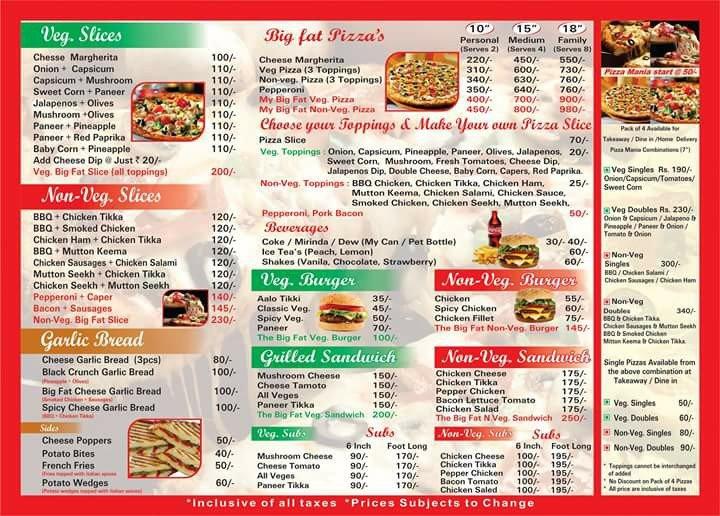 Menu at Big Fat Pizza, Chandigarh, 3