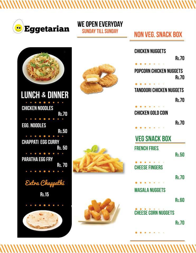 Menu at Eggetarian, Yercaud