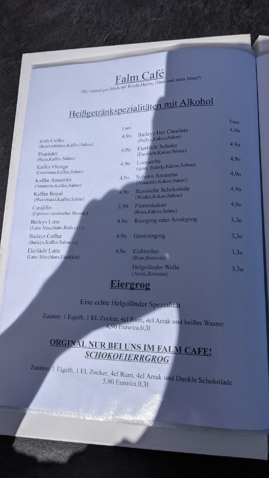 Speisekarte von Falm Café cafe, Helgoland