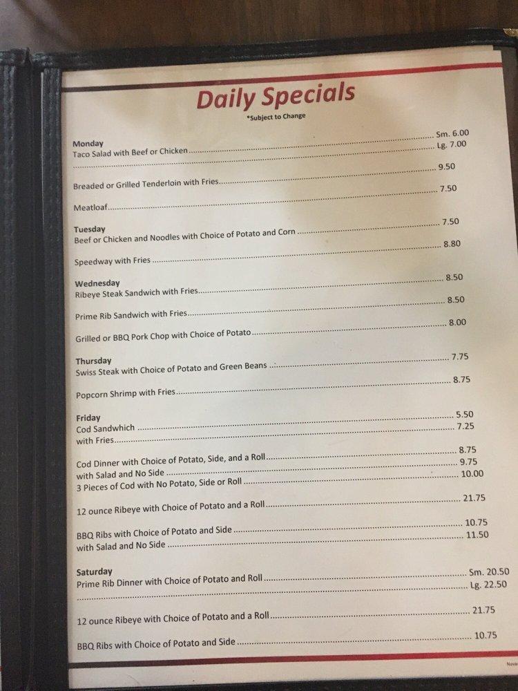 Menu at Fast Lanes & Pit Stop Restaurant, Hoopeston