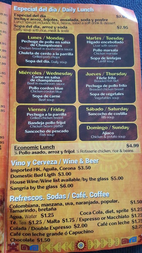 Menu at LA POLLERA COLORADA CLEARWATER restaurant, Clearwater