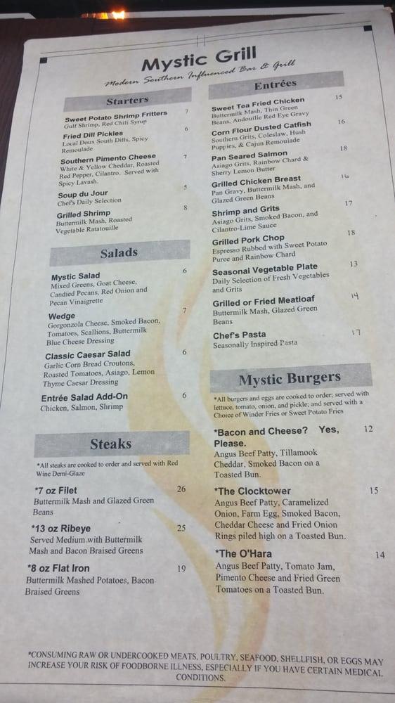 Menu at Mystic Grill pub & bar, Covington