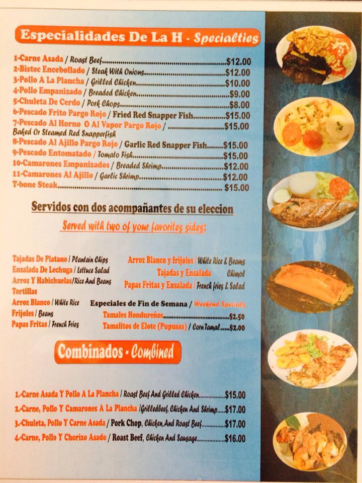 Menu at Sazon Centroamericano restaurant, Yonkers