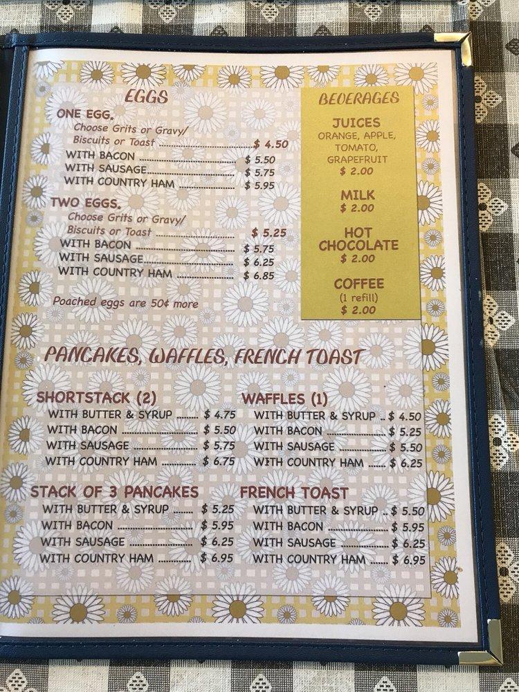 Menu at Sunset Restaurant, Franklin