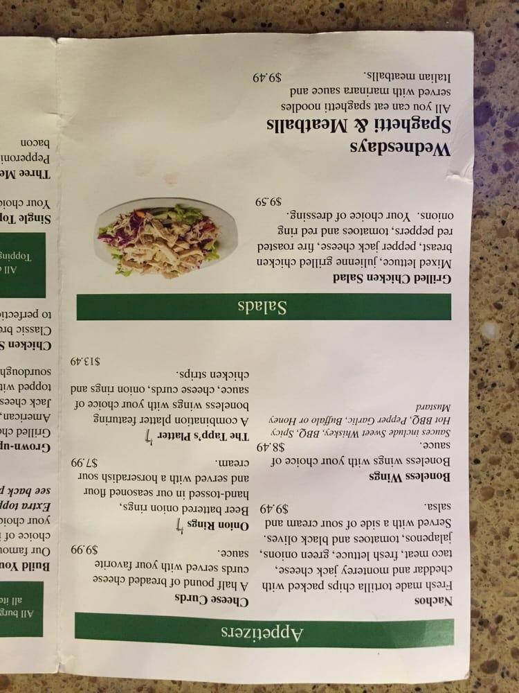 Menu at Tapps Lounge pub & bar, Jamestown, 507 25th St SW