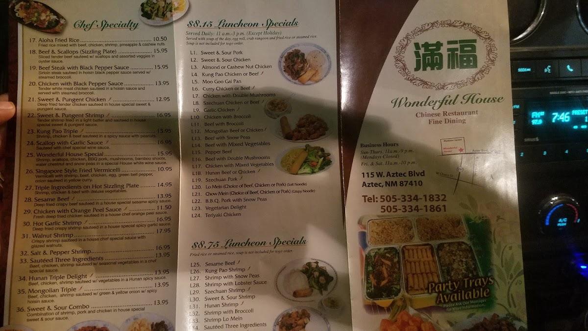 Menu at Wonderful House Chinese Restaurant(Aztec,NM), Aztec