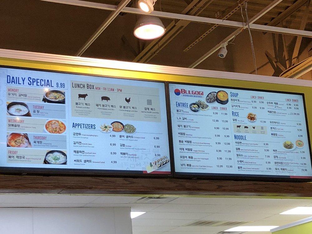 Menu at Bulgogi Korean Bistro restaurant, Edmond
