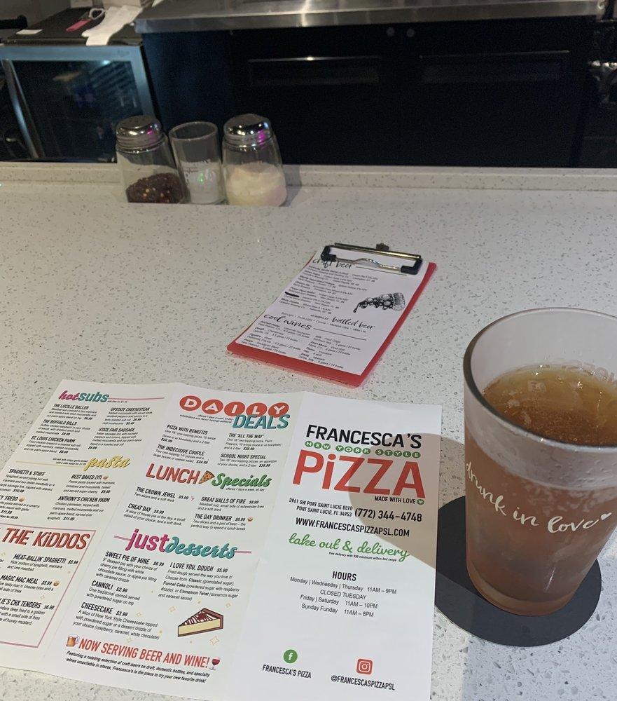 Menu at Francesca's Coffee pizzeria, Port St. Lucie