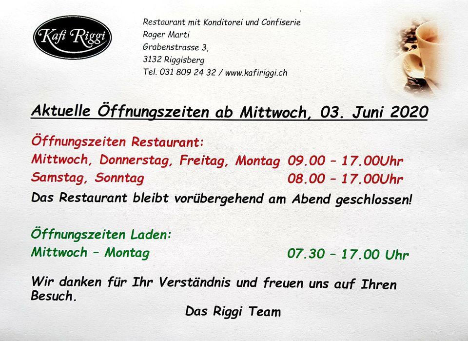 Menu at Kafi Riggi, Riggisberg