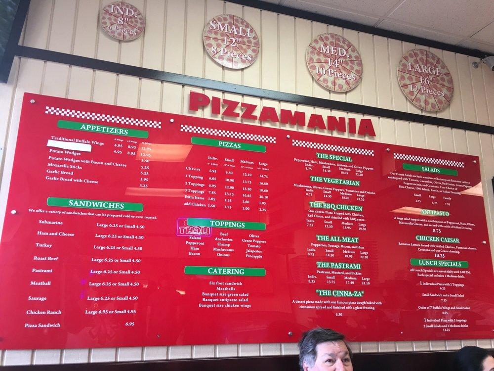 Menu at Pizzamania pizzeria, Whittier