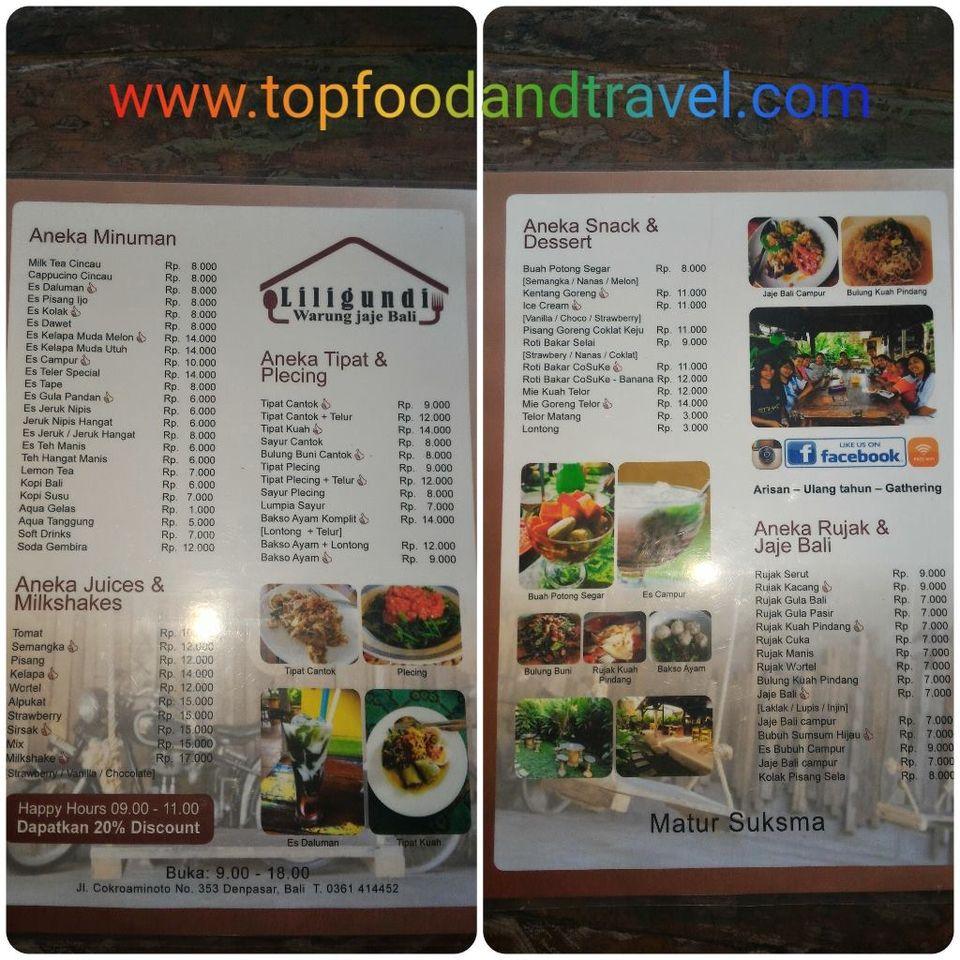 Menu at Top Food and Travel restaurant, Pecatu