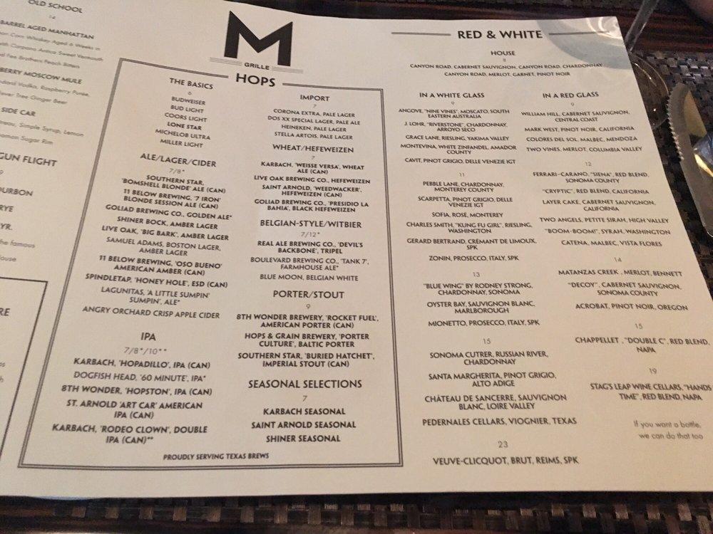 Menu at Morton's Grille pub & bar, The Woodlands