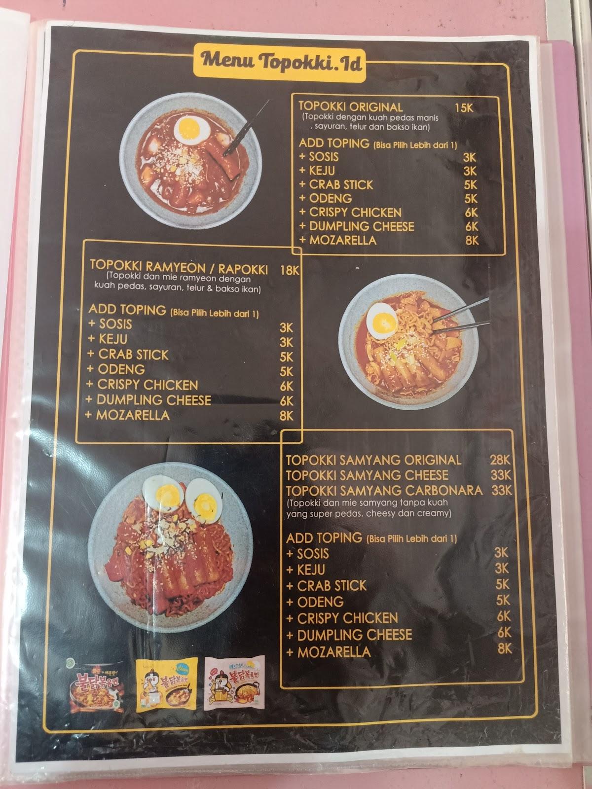 Menu at TOPOKKI.ID restaurant, Batam