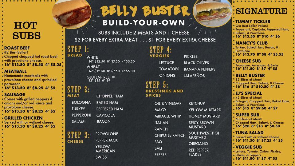 Menu at Belly Buster restaurant, Brookfield Center