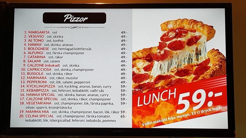 Menu at Celina restaurang restaurant, Helsingborg