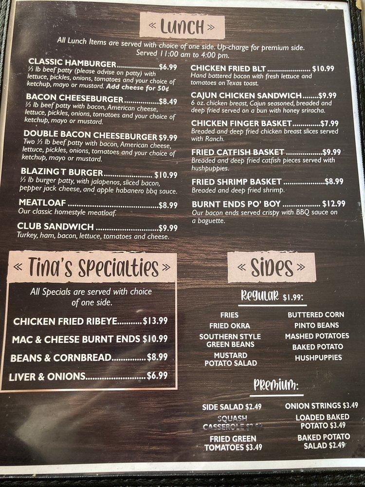 Menu at Tina Ann’s, Henryetta