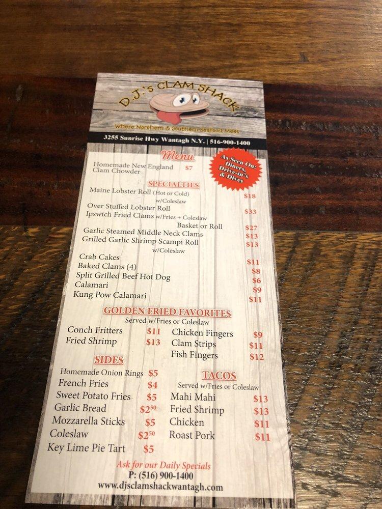 Menu at DJ's Clam Shack Wantagh restaurant, Wantagh