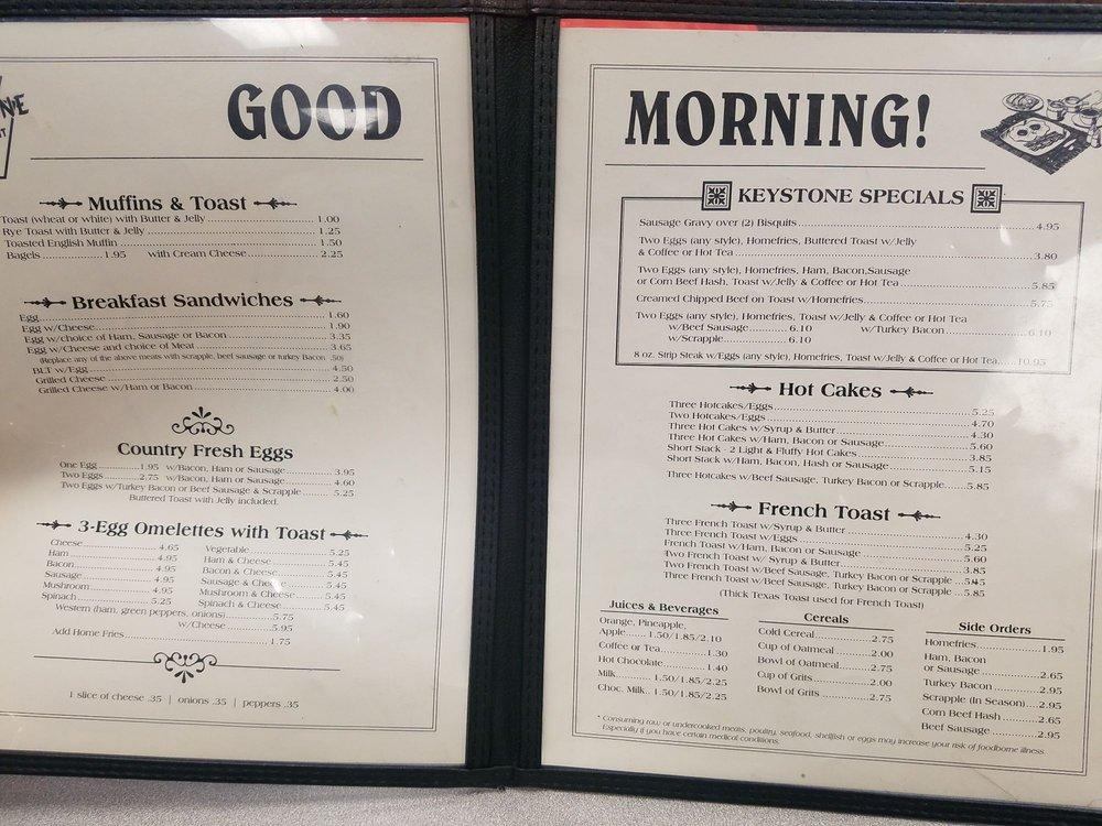 Menu at Keystone Restaurant, Harrisburg