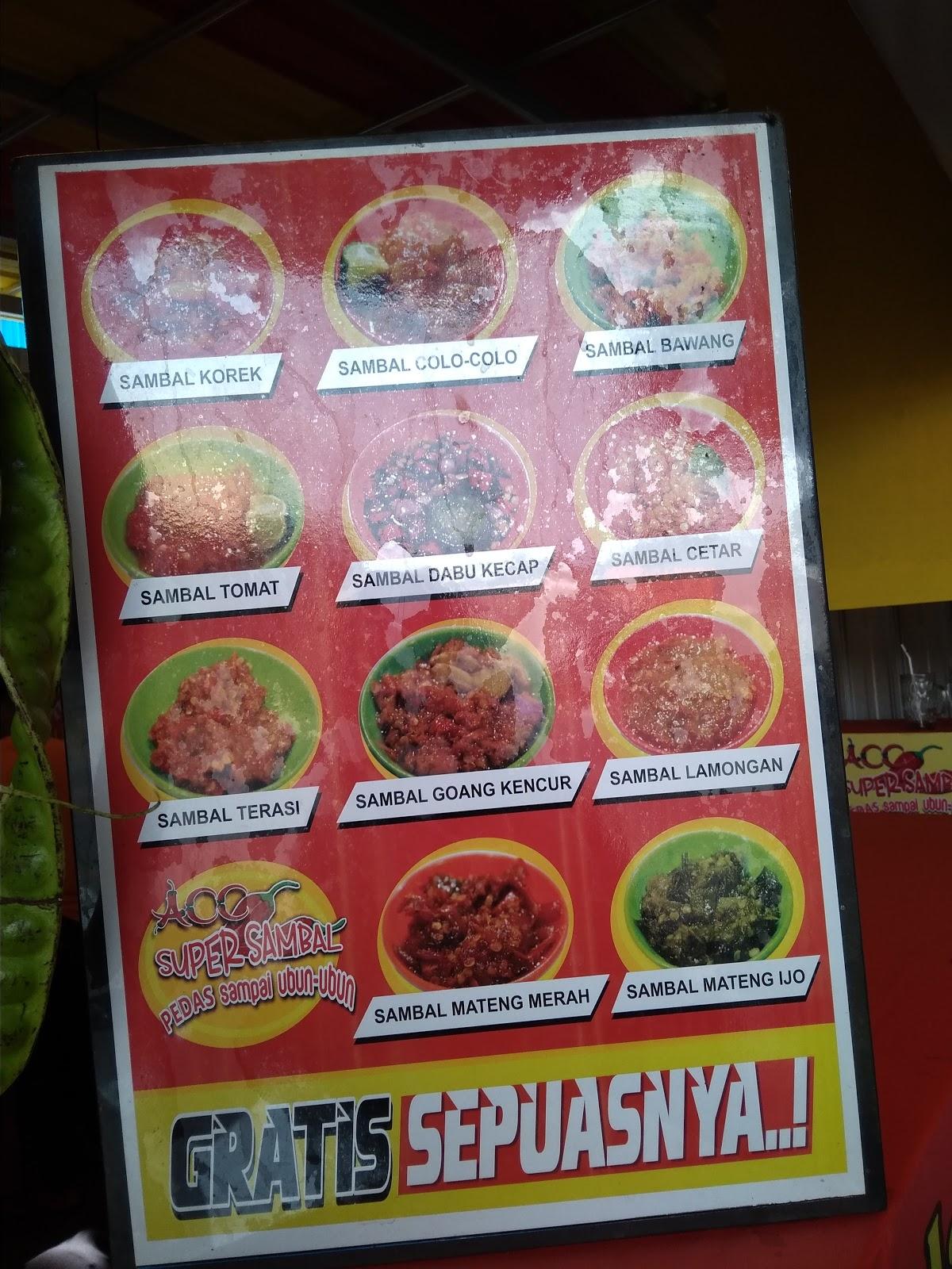 Menu at ACC Super Sambal Kota Tegal restaurant, Tegal