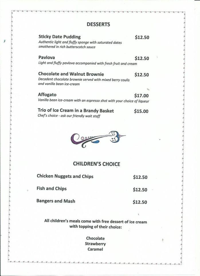 Menu at Camelot Motel & Licensed Restaurant, Gladstone Central