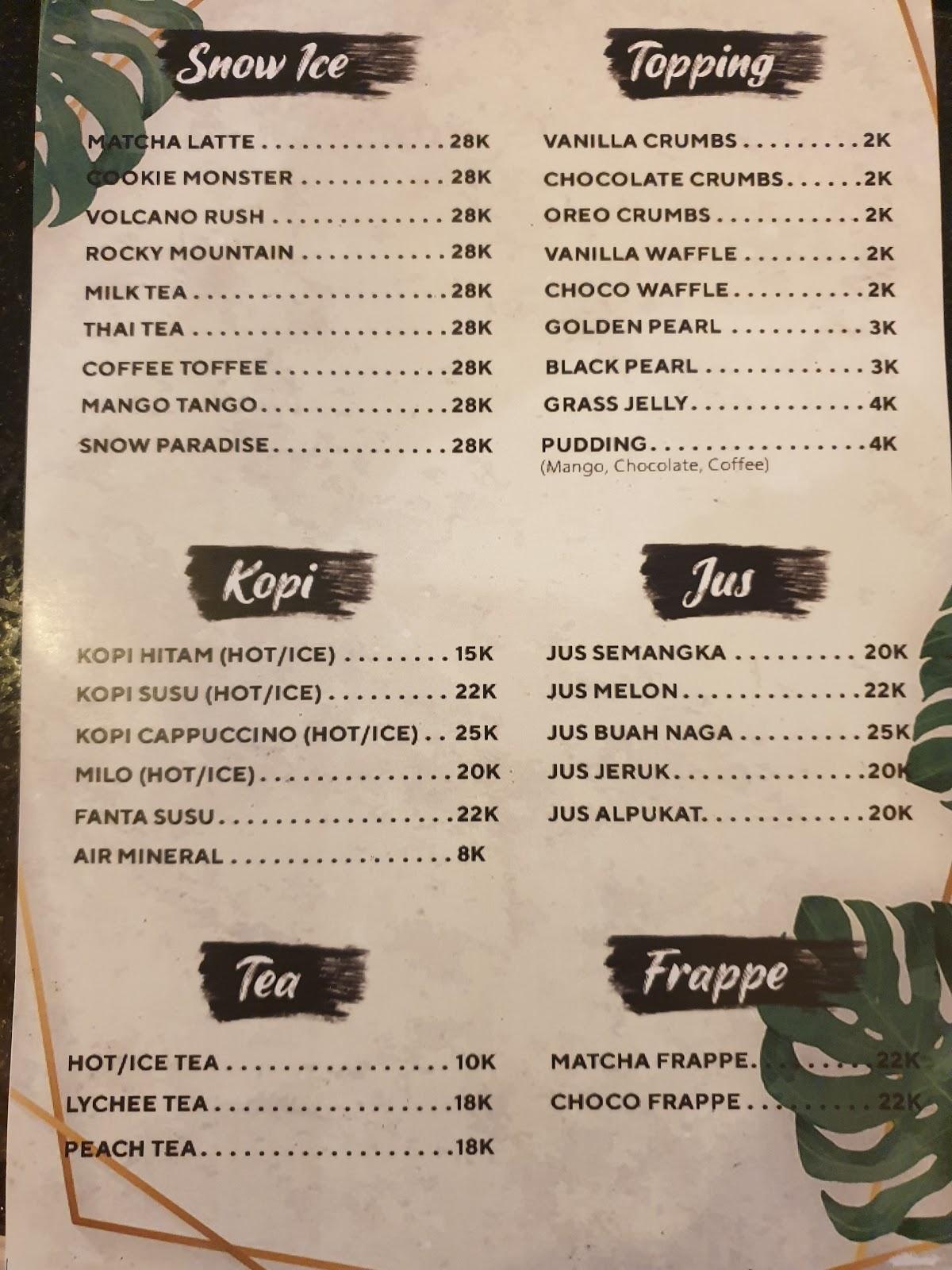Menu at Espoir cafe & resto, Balikpapan