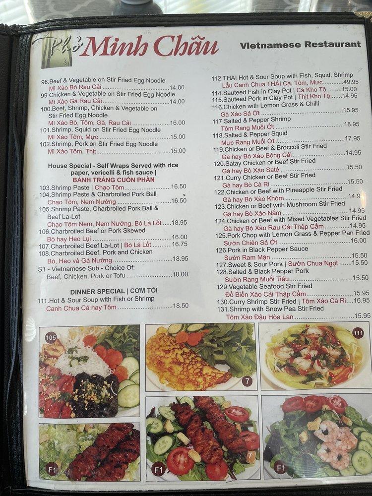 Menu at Minh Chau Restaurant, Calgary