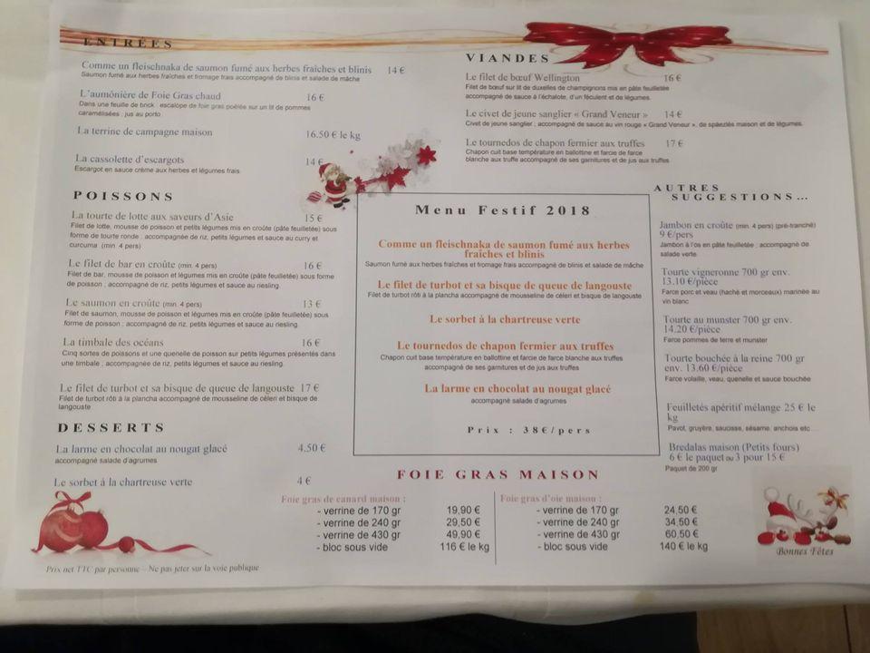 Menu au Le Pavillon Gourmand restaurant, Eguisheim, 101 Rue du Rempart Sud