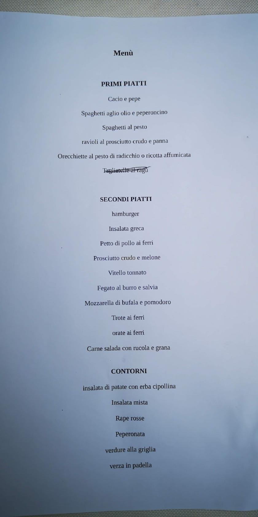 Menu da Ristorante Conca D'oro, Grigno