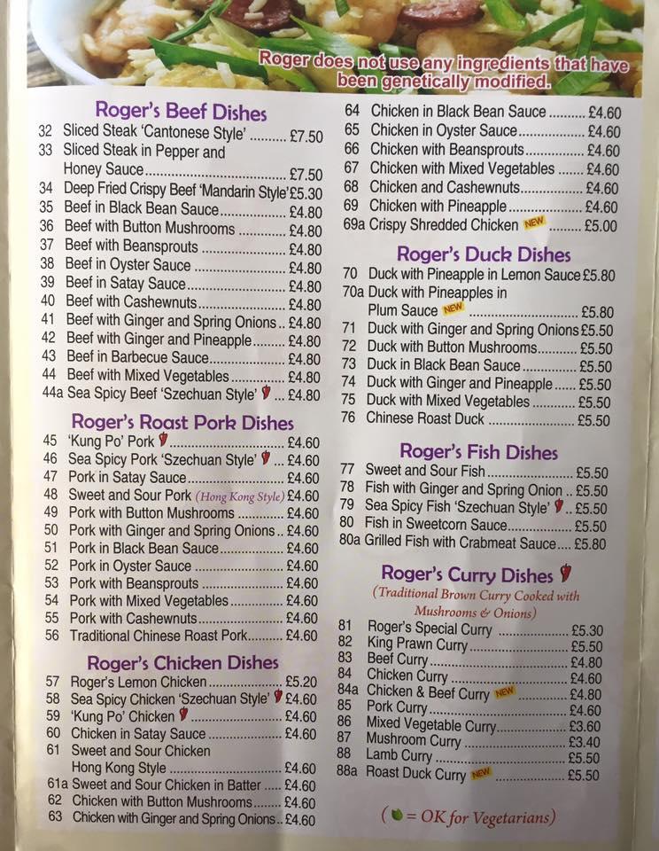 Menu at Rogers Take Away fast food, Llantwit Major