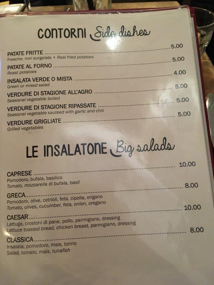 Menu at Saltimbocca ristorante, Rome
