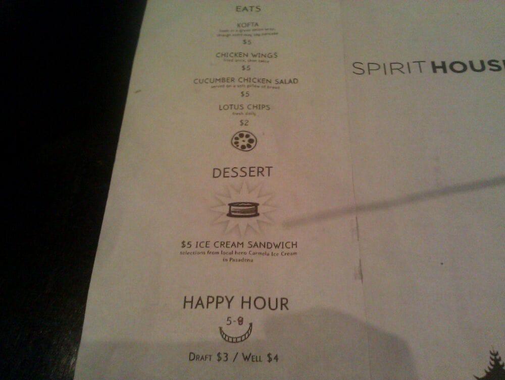 Menu at Spirit House pub & bar, Monterey Park