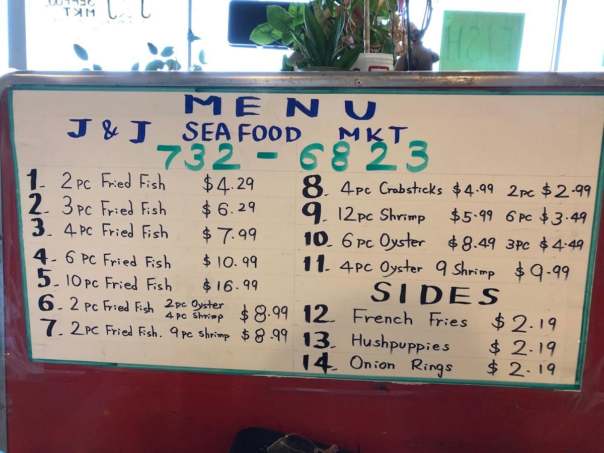 Menu at J & J Seafood Market restaurant, Petersburg