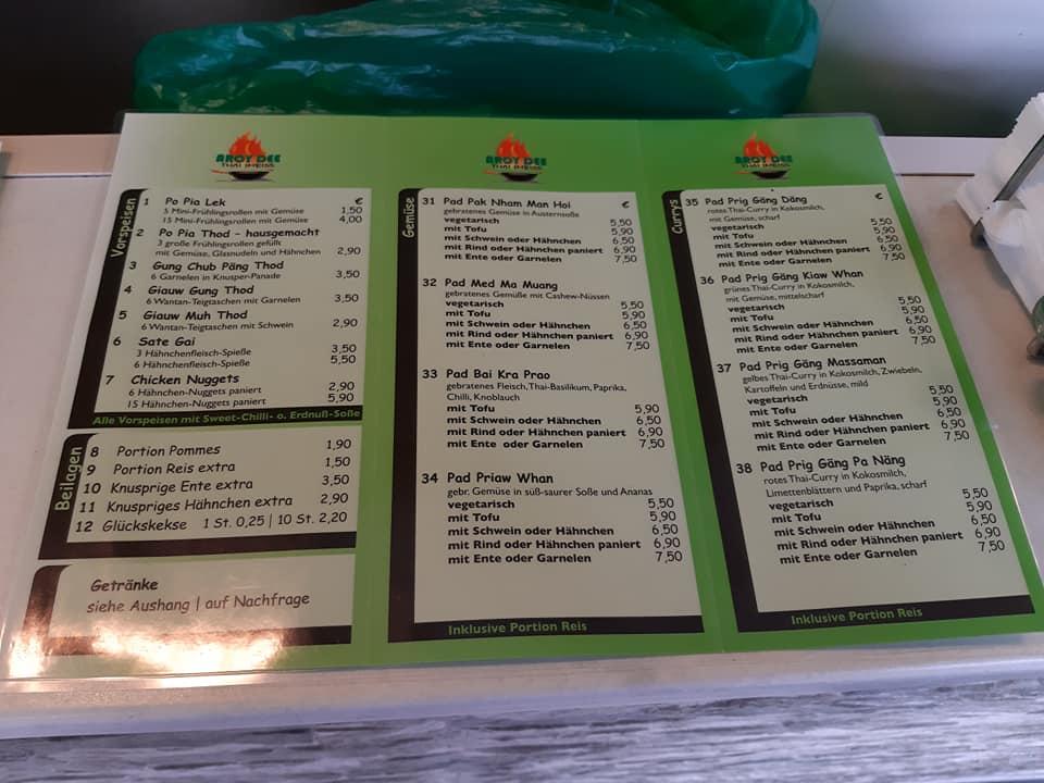 Speisekarte von Aroy Dee Thai Imbiss restaurant, Krumbach (Schwaben)
