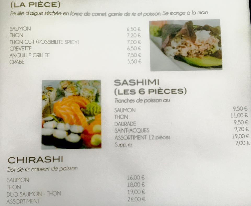 Menu at La Gaffe restaurant, Saint-Florent