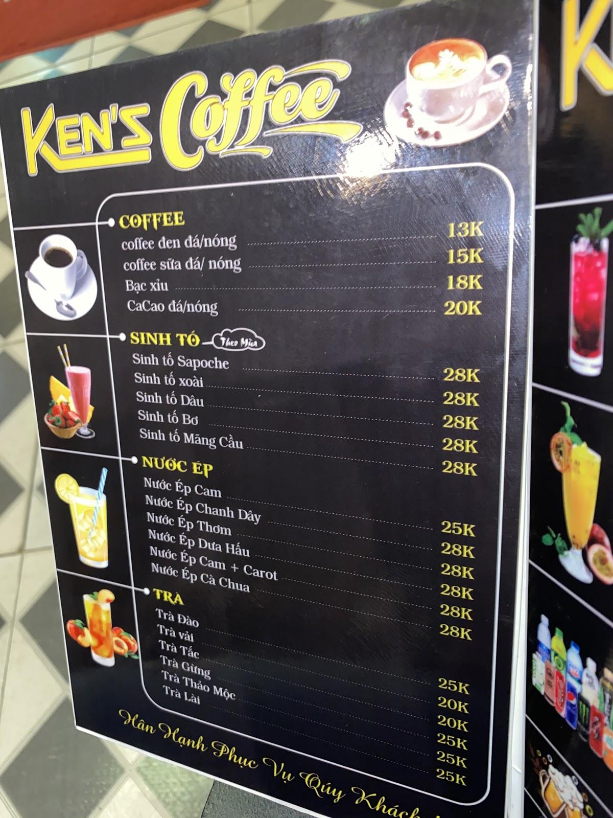Menu at Quán cafe gần đây view đẹp KEN'S COFFEE, Ho Chi Minh City