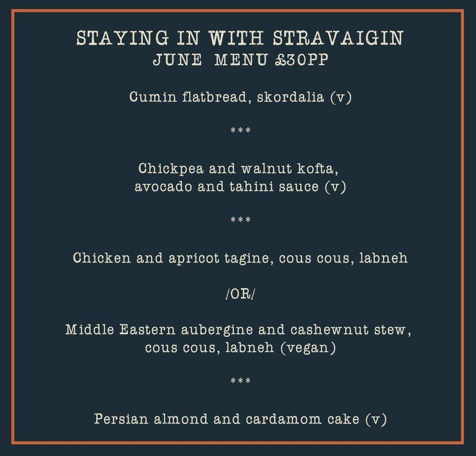 Menu at Stravaigin restaurant, Glasgow