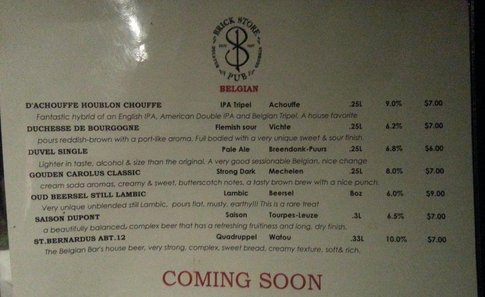 Menu at Brick Store Pub, Decatur
