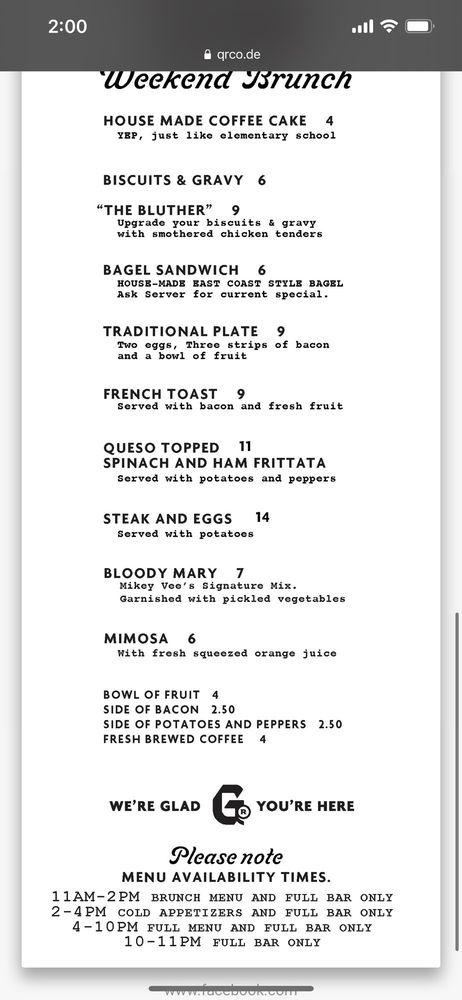 Menu at The Golden Rule pub & bar, Georgetown