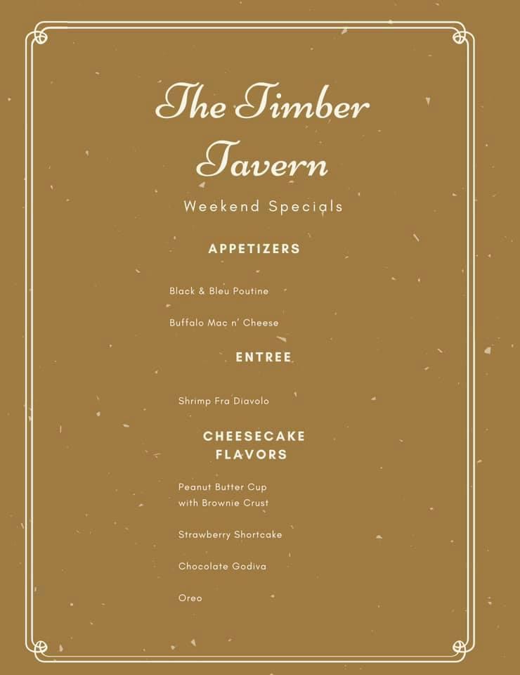 Menu at Timber Tavern pub & bar, Parishville