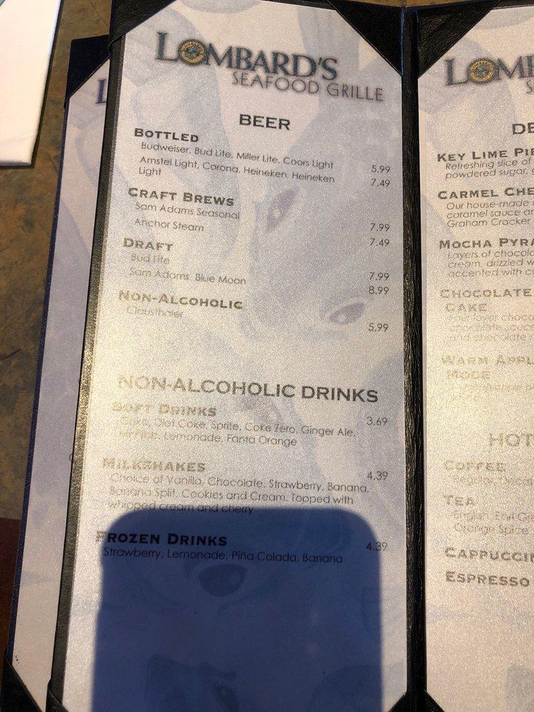 Menu at Lombard’s Seafood Grille, Orlando