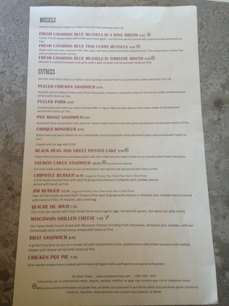 Menu at The Black Sheep pub & bar, Whitewater