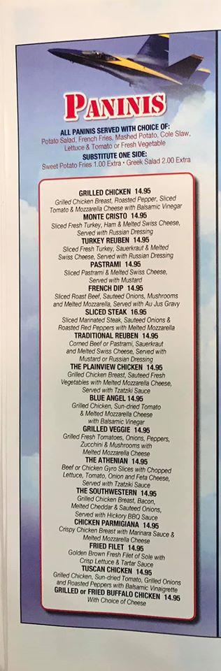 Menu at Blue Angel Diner restaurant, Plainview