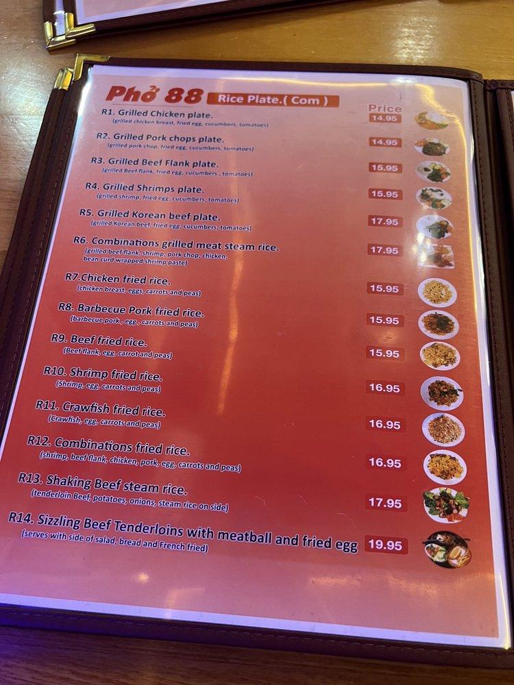 Menu at Phở 88 restaurant, Grand Junction