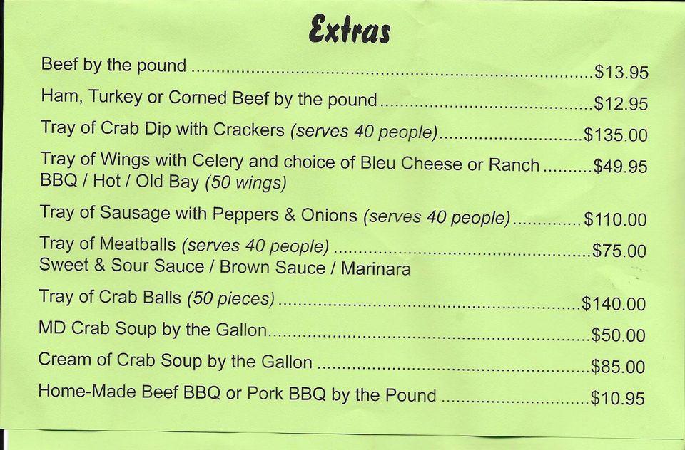 Menu at Smoke House Pit Beef BBQ, Middle River