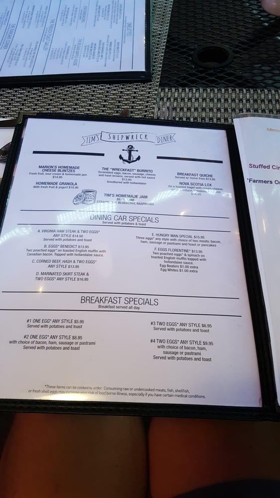 Menu at Northport Shipwreck Diner restaurant, Northport