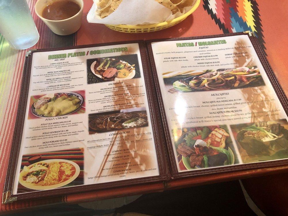 Menu at El Alamo Mexican Grill restaurant, Manitowoc