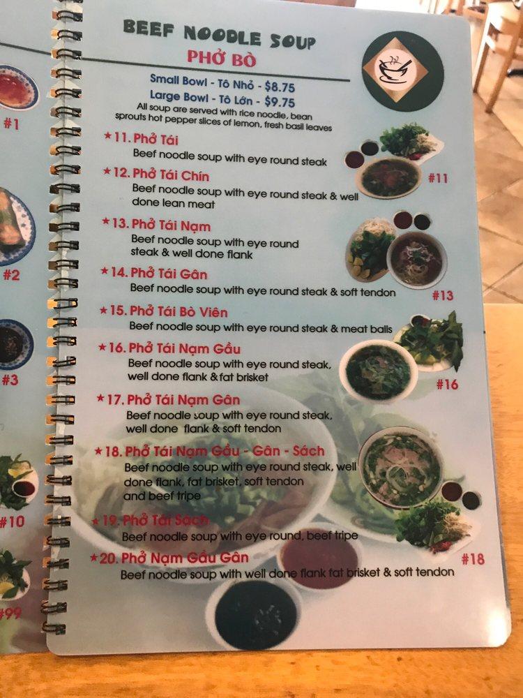 Menu at Pho Golden Star restaurant, Bailey's Crossroads
