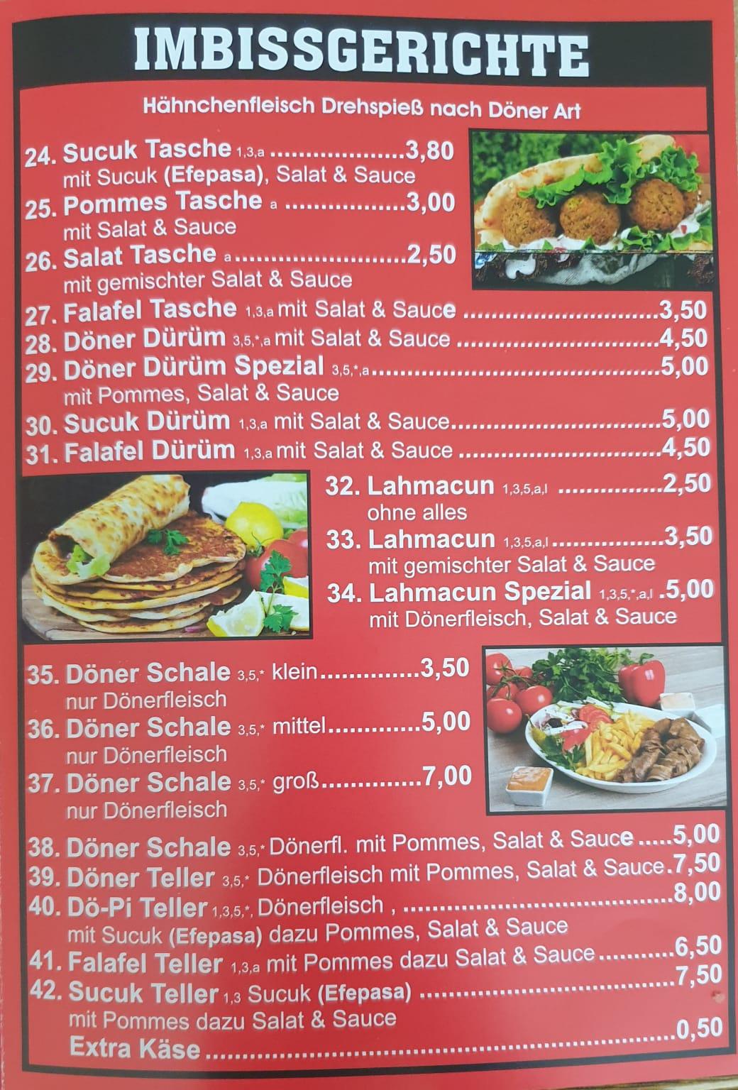 Menu at Dö-Pi restaurant, Dortmund, Münsterstraße 166